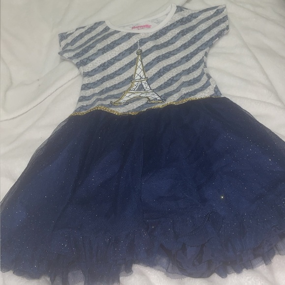 Nannette | Dresses | Striped Blue And White Dress With Eiffel Tower ...